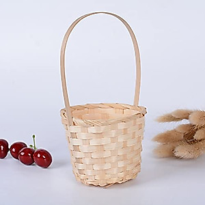 DOITOOL Flower Girl Basket Wicker Baskets Rattan Basket with Handle 5pcs- Rustic Flower Girl Baskets for Weddings- Small Wicker Storage Basket for Eggs Candy Fruit for Home Garden Decor Wooden