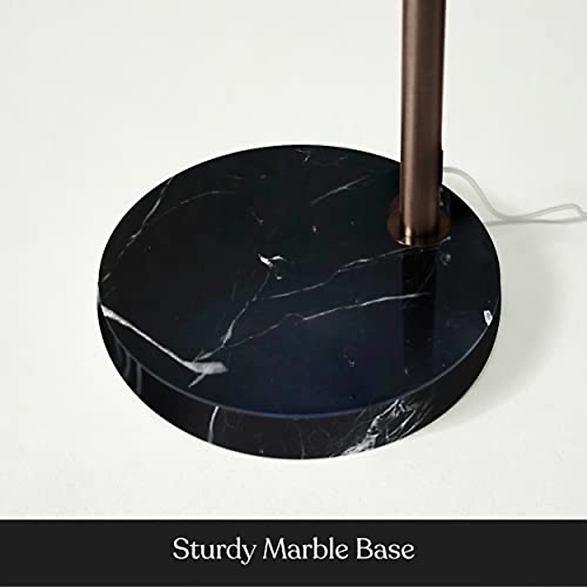 Brightech Mason Arc Floor Lamp - Modern Corner Standing Lamp with Unique Hanging Drum Lamp Shade for Living Room - Bright Overhead, Curved Hanging Light for Bedroom. Library, Den - Bronze