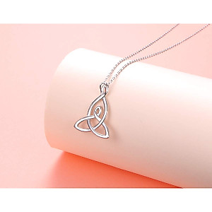 FLYOW 925 Sterling Silver Jewelry Mom Knot Mother Daughter Celtic Knot Pendant Necklace for Women Birthday Valentine's Day Mother's Day Gift, 16 Inch + 2 Inch
