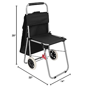 The ArtComber Folding Big Wheeled Portable Rolling Chair/Art Cart with Storage - Black