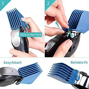 6 Professional Extra Long Hair Clipper Guards Cutting Guides Fits for Most Wahl Clippers, Color Coded Clipper Guards Replacement - 1.25", 1.5", 1.75", 2", 2.25" & 2.5" (#10, 12, 14, 16, 18, 20)