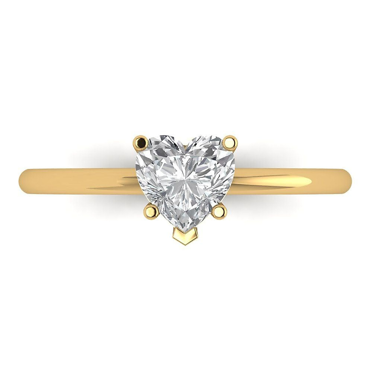 Yellow 14k Gold Solitaire Statement anniversary Engagement Promise Ring - 1.25 Ct Heart Cut Clear Simulated Diamond Sz 6.5