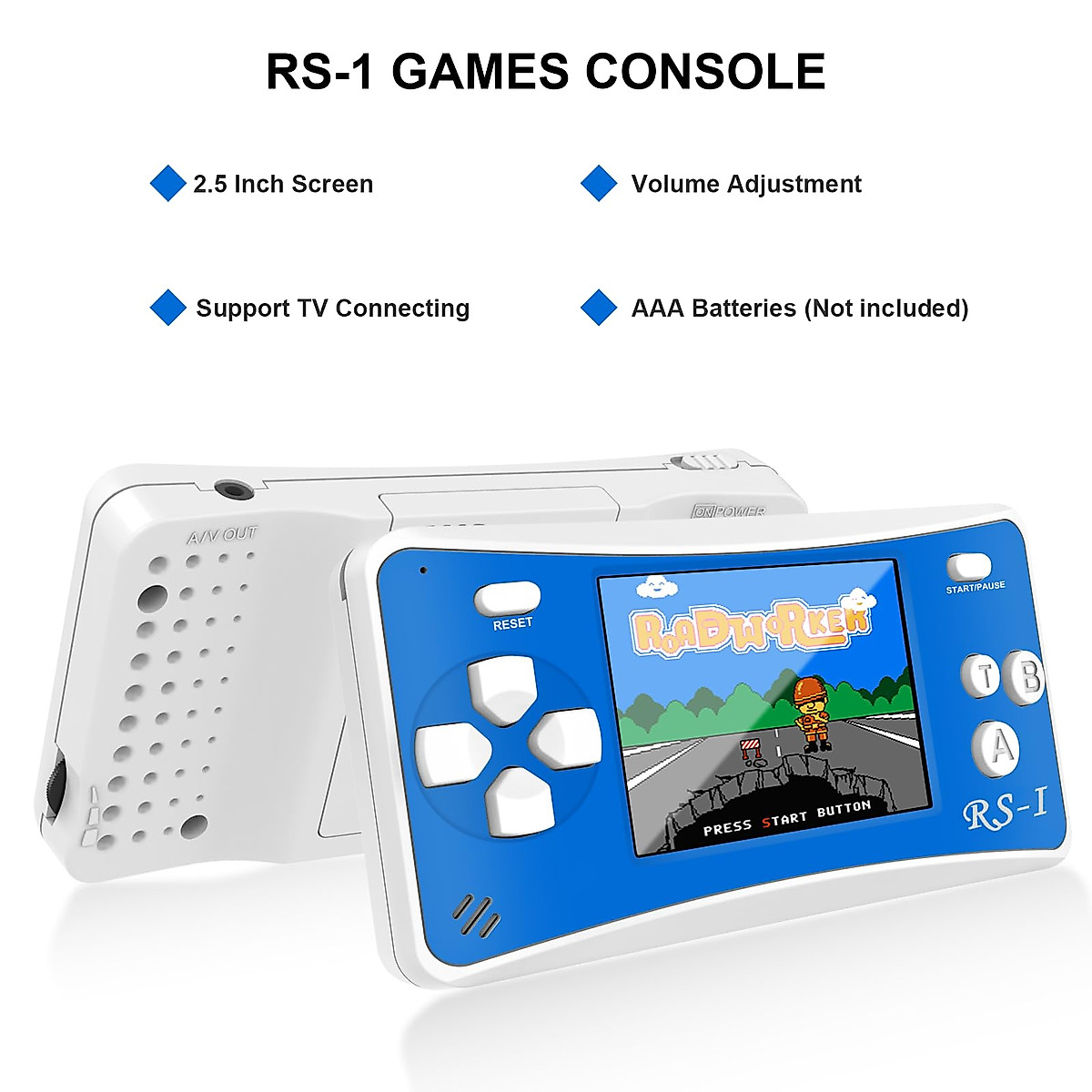 Handheld Games for Kids Adults 2.5 Inch LCD Retro Games Console with 162 Classic Video Games Support AV Output, Electronic Travel Games Player for Birthday Xmas Gift (Blue with 152 Games)