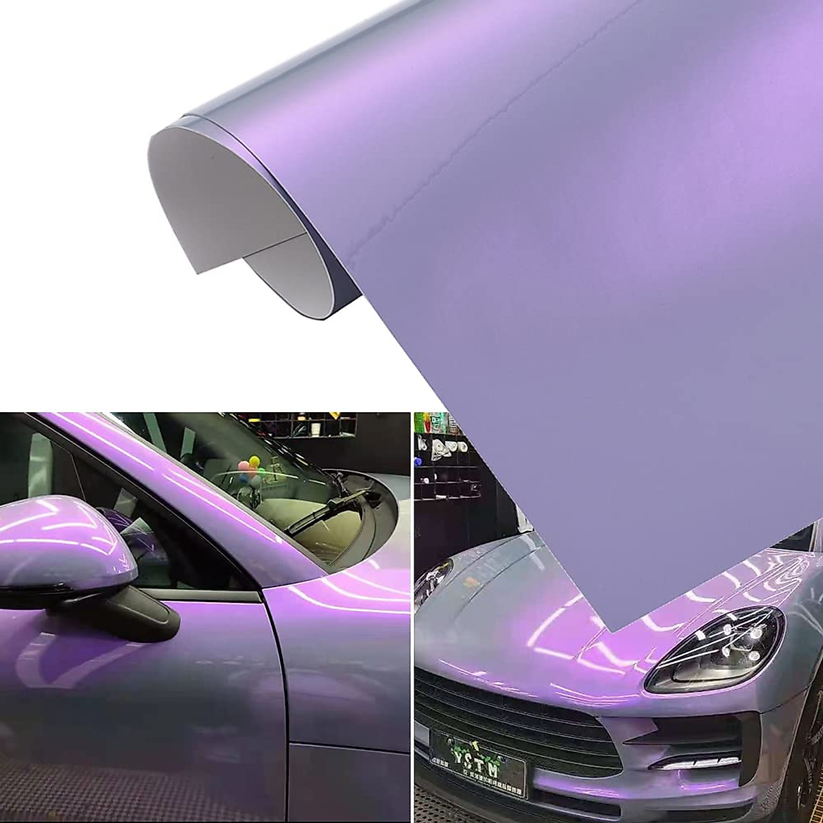XhuangTech Chameleon Vinyl Wrap Grey to Purple Adhesive Car Body Film Sticker Decal Sheet Roll Air Bubble Release DIY (Grey to Purple, 60" x 59FT （1.52M x 18M)