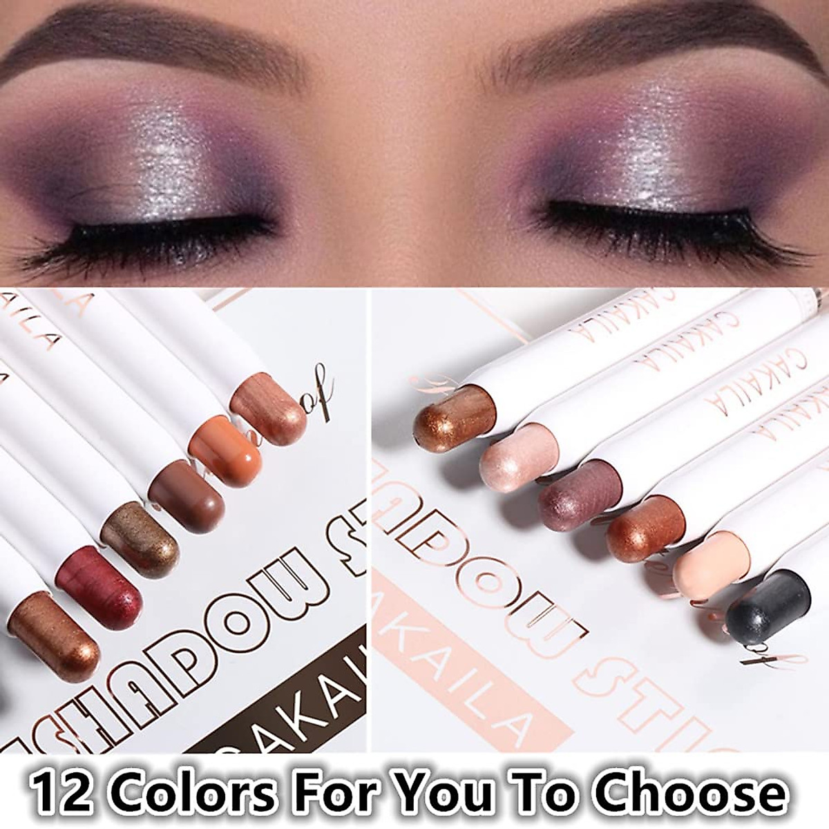 Go Ho Matte Cream-to-Powder Eyeshadow Stick,2 in 1 Eyeshadow Pencil Crayon Eye Brightener Stick,Smooth Easy To Color Waterproof,12 Desert Flesh Matte