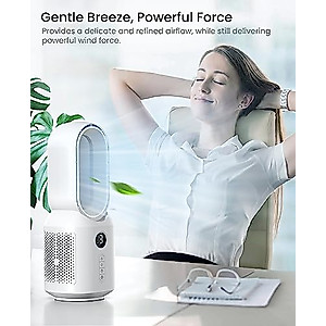 let'me Desk Fan, 13 Inch Bladeless Fan 4400mAh Battery Operated Fan Small Office Fan, USB Portable Fan With Comfy Wind, Desk Fans MINI Quiet with 3 speeds Touch Control for Office Bedroom Dorm