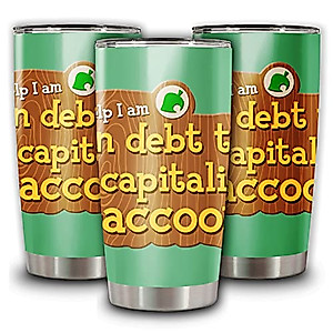 DOINB TIAN Insulated Tumbler Help I Am In Debt To A Capitalist Raccoon Animal New Horizons Tom Nook Crossings Stainless Steel Coffee Cup 20 Oz Travel Mug White 20, 30oz