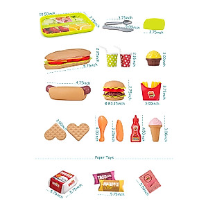 U DREAM Pretend Play Food Sets, Building Toy Burger Playset, Play Kitchen Accessories, Realistic Sandwiches.