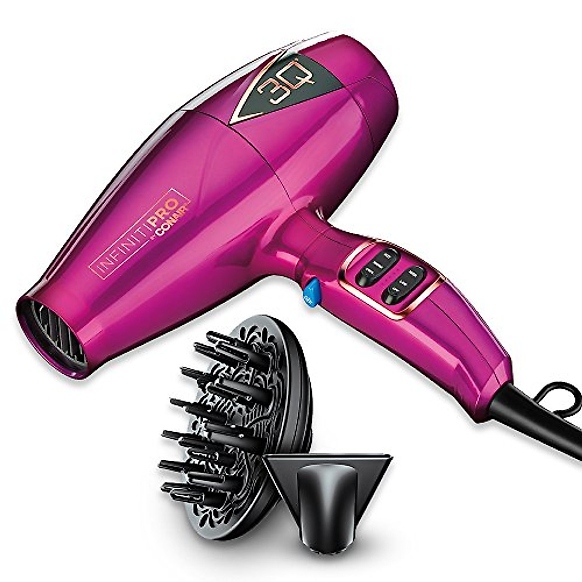 INFINITIPRO BY CONAIR 3Q Compact Electronic Brushless Motor Styling Tool/Hair Dryer, Pink