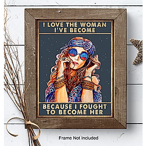 Inspirational Motivational Poster Wall Art & Decor - 8x10 Boho Wall Decor - Hippie Room Decor - Positive Quotes Sayings - Encouragement Gifts for Women - Bohemian Girls Bedroom Living Room Home Office