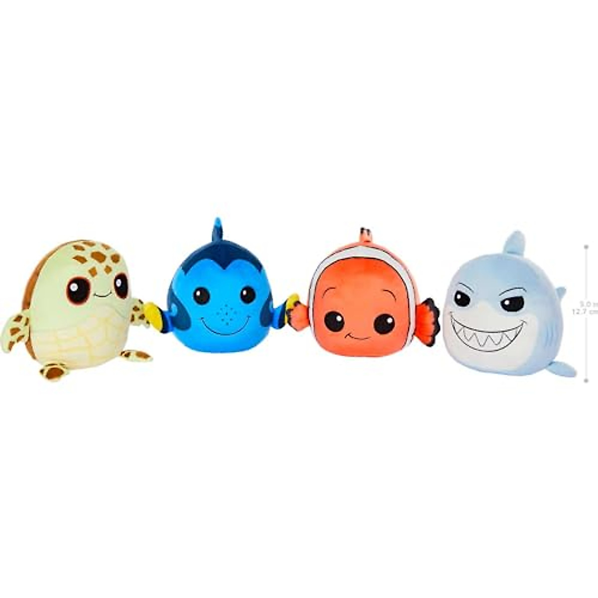 Mattel Disney100 Finding Nemo Cuutopia Plush Toys 4-Pack, Collectible Set of Soft 5-Inch Pillow Dolls Inspired by Fan-Favorites Nemo, Dory, Squirt & Bruce