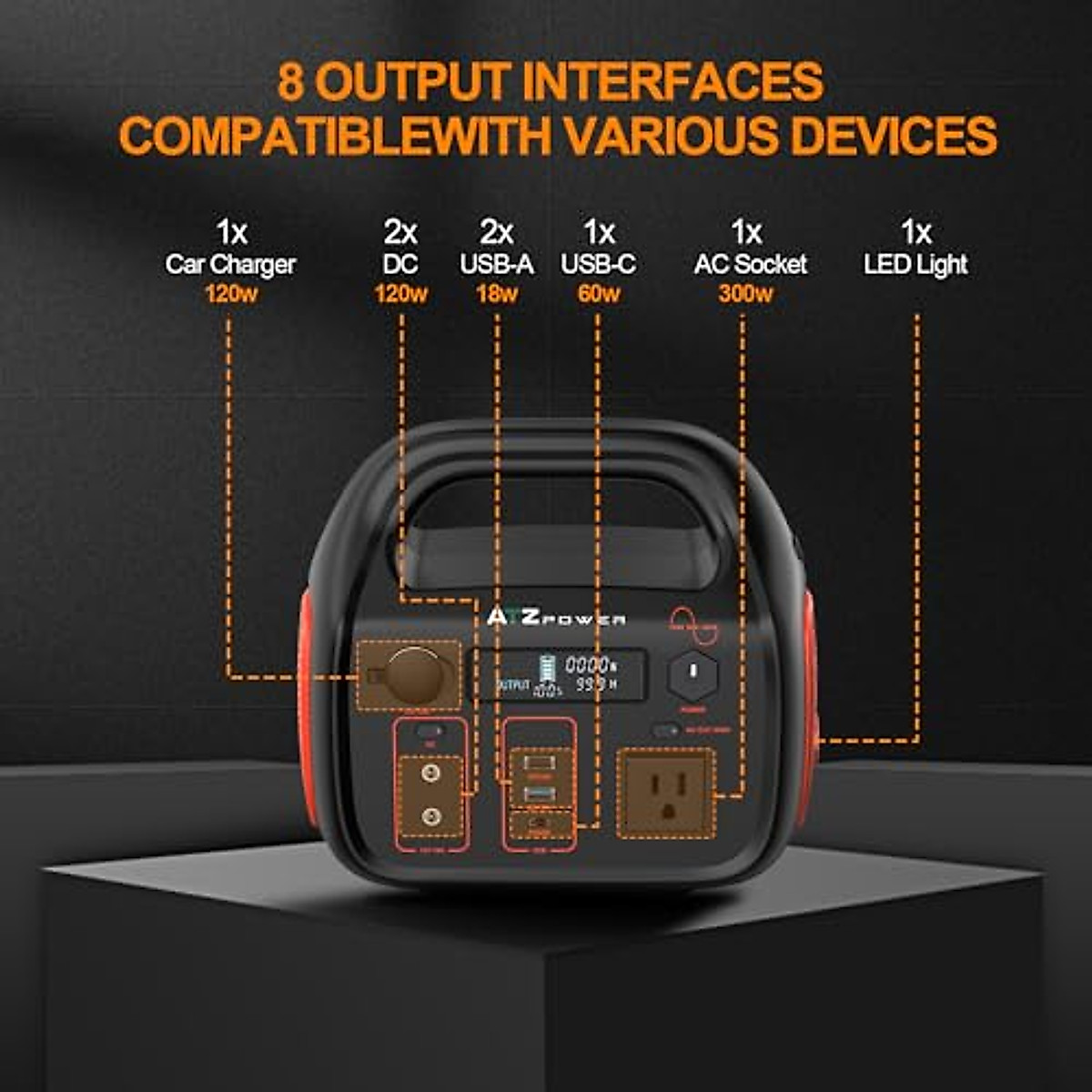 ATZ POWER Portable Power Station, Solar Generator 296Wh Power Bank with 110V Pure Sine Wave AC Outlet 80000mAh Lithium Battery Generators for Home Use, Camping, Travel, Emergency Backup