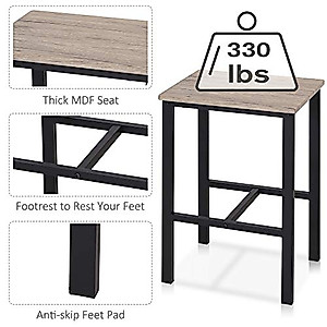 HOMCOM 5 Piece Modern Dining Table and 4 Stools Industrial Dining Set with Footrest & Metal Legs, for Kitchen, Natural