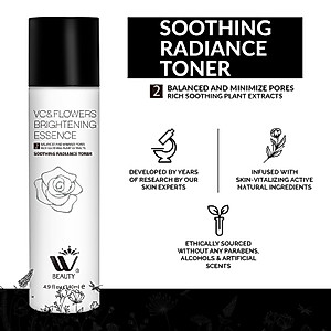 WBM Beauty Natural Soothing Radiance Facial Toner| Alcohol Free with Rose Water and Aloe Vera | Organic Anti Aging Ingredients for Sensitive Skin, Combination, Acne | Skin Toner 4.9 Oz /140 ml