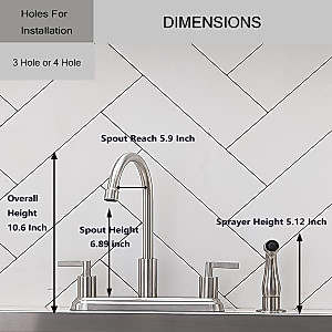 IKEBANA Brushed Nickel Kitchen Faucet 2 Handle 3 or 4 Hole Kitchen Sink Faucet with Sprayer Commercial Lead-Free 360 Swivel High Arc Stainless Steel Kitchen Faucet for Rv Laundry Farmhouse Bar Sink