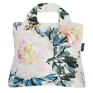 Envirosax Reusable Grocery Bags-Fashionable Shopping Tote Bag Set of 5 China-chic Design Peony Multicolored