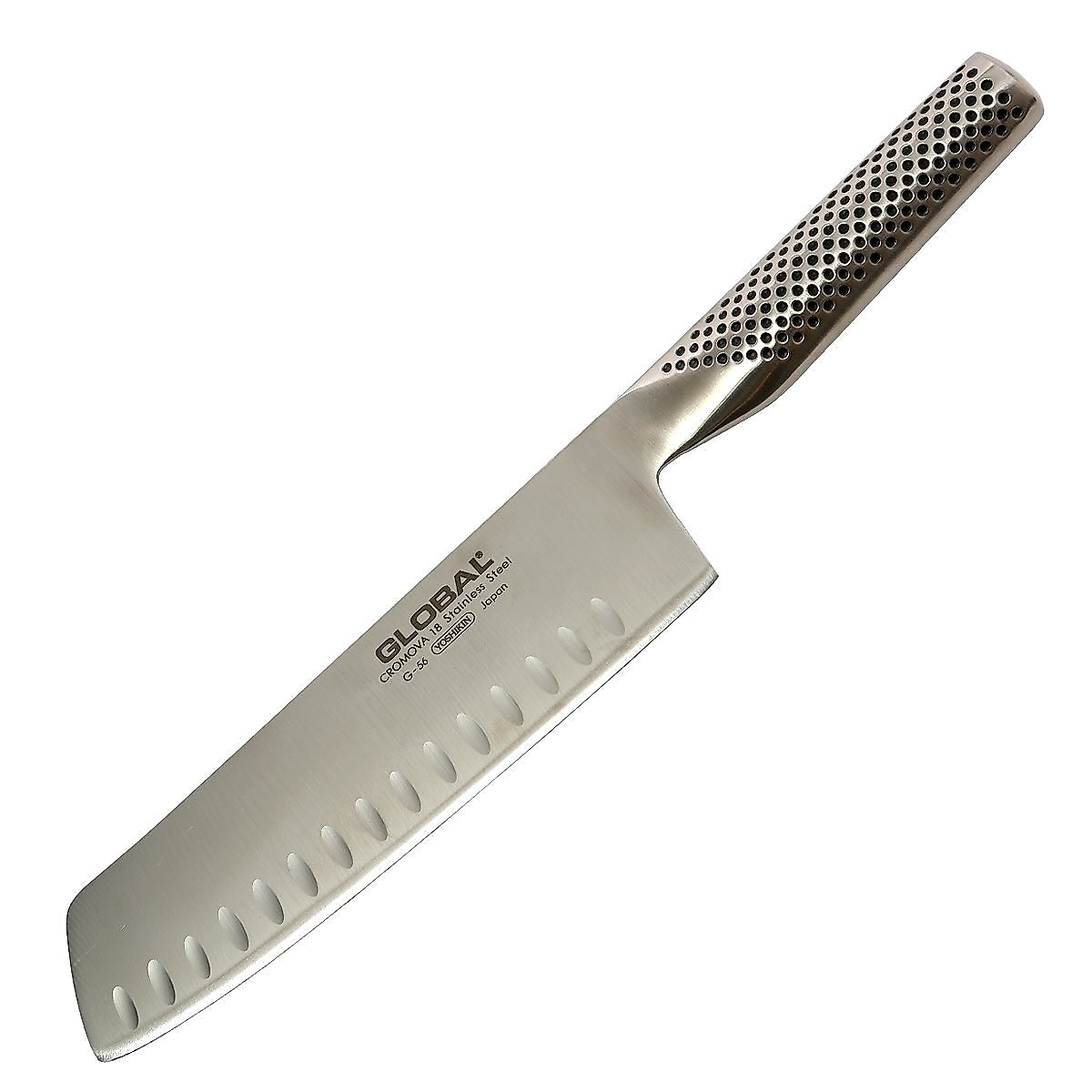Global G-56, Classic 7 inch Knife, Stainless Steel Vegetable Ground Hollow Chef's, 7"