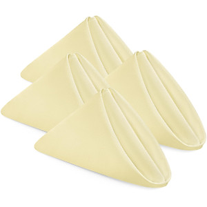 Utopia Home [24 Pack, Ivory] Cloth Napkins 17x17 Inches, 100% Polyester Dinner Napkins with Hemmed Edges, Washable Napkins Ideal for Parties, Weddings and Dinners