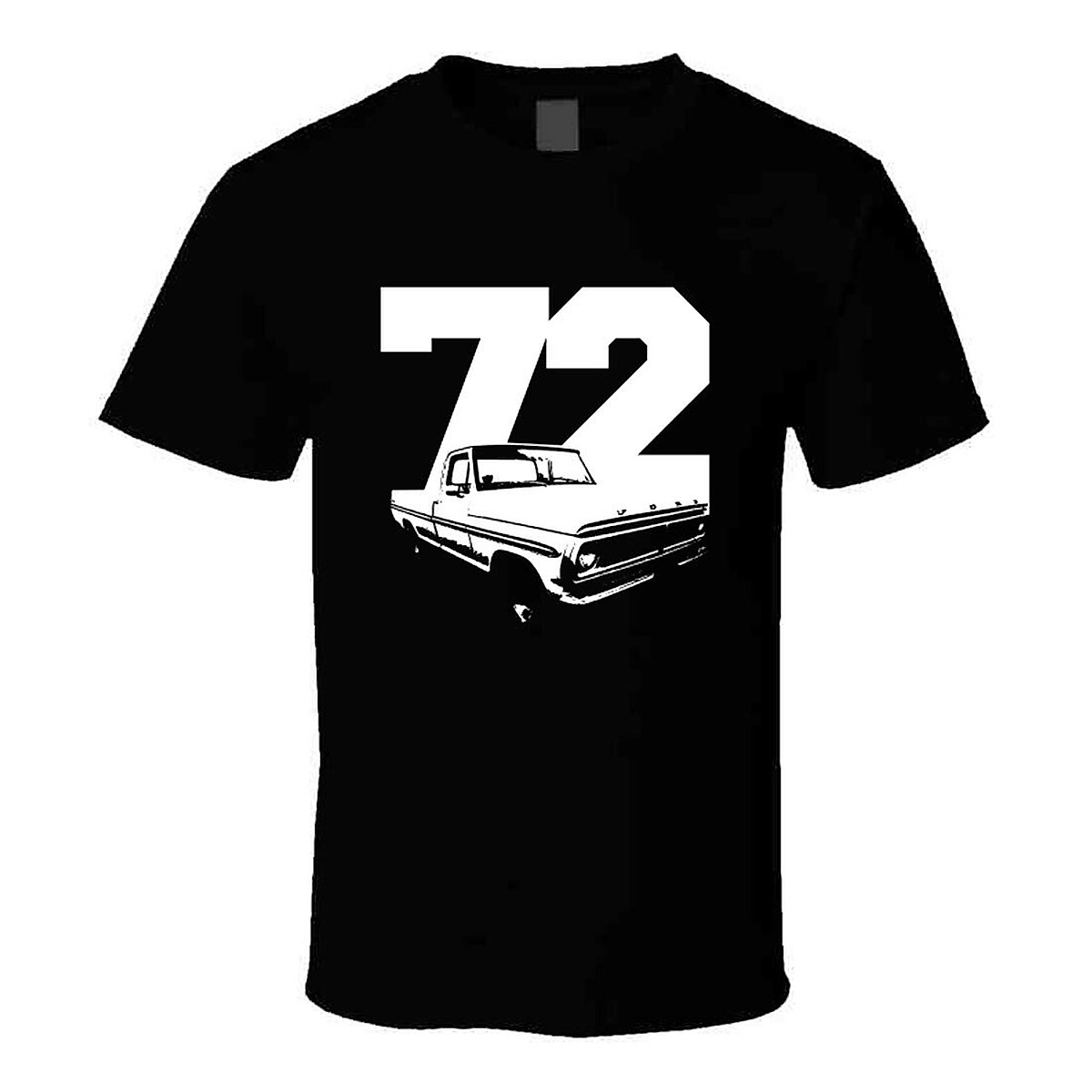 CarGeekTees 1972 F100 Pickup Truck Three Quarter View Dark Color T Shirt XL Black