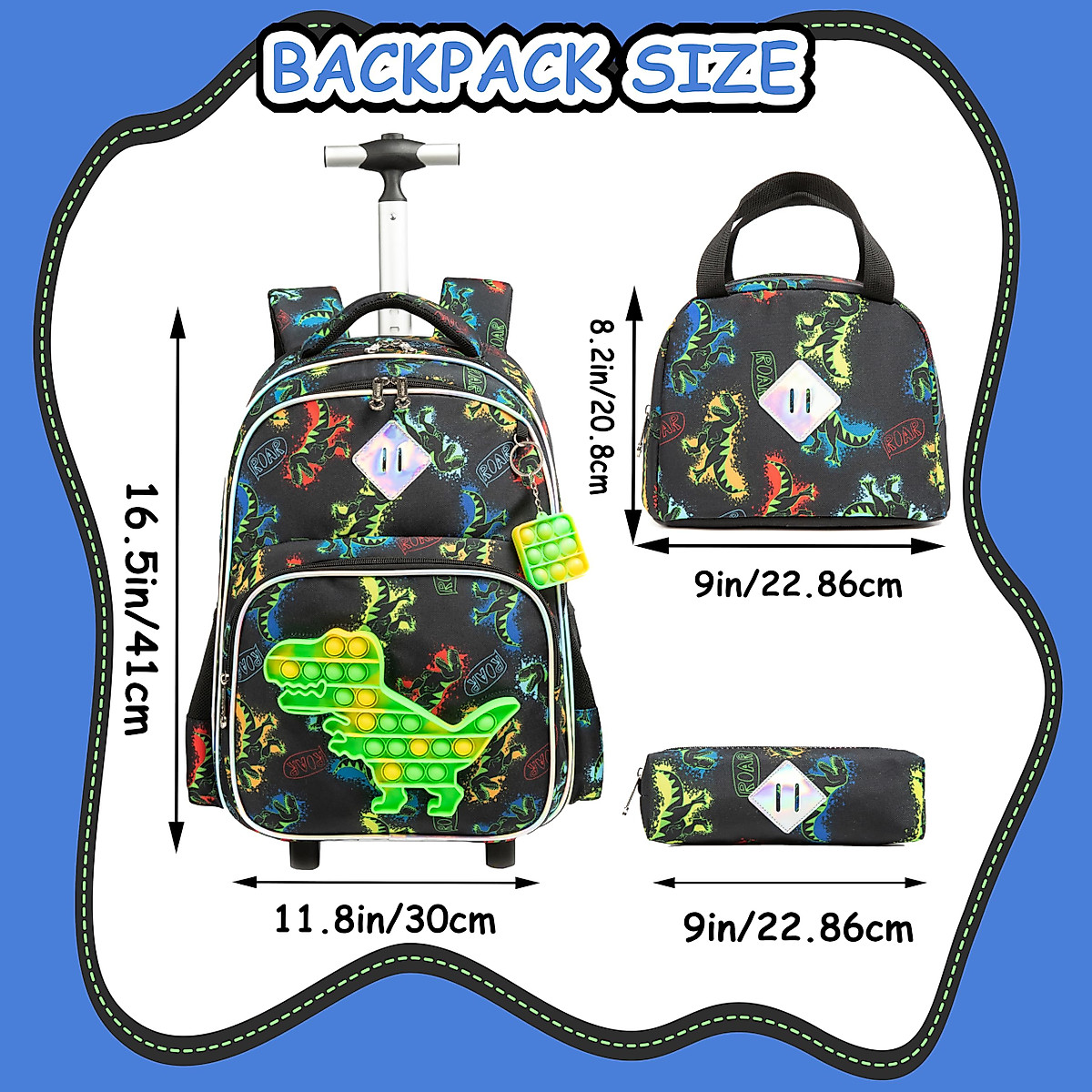 ZBAOGTW Unicorn Rolling Backpack for Girls Wheeled School Backpack 3 in 1 Girls Rolling Backpack for School,Travel,Picnic