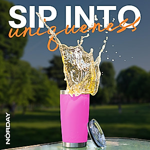 NORDAY | 20oz Pink Vacuum Insulated Travel Cup With Lid - Stainless Steel Double Wall Coffee Tumbler - Keeps Temperature up to 24hr - Anti Spill Lids