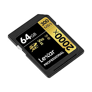 Lexar Professional 2000x 64GB SDXC UHS-II Memory Card, 300MB/s Read, 260MB/s Write, 2-Pack