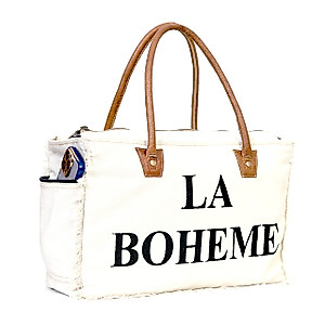 CREATIVE LEATHER ART bags for women handbag, canvas bag, canvas tote bag, canvas tote bag for women, bags for women handbag (16 x 11 Inch, Off-White)