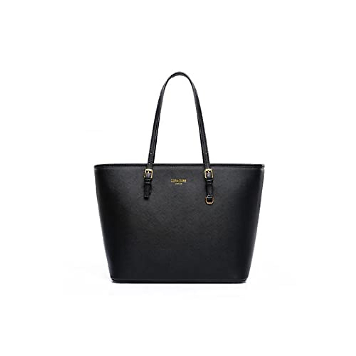 Women's shoulder bag, large capacity vertical zipper open tote bag, women's handbag (Black)