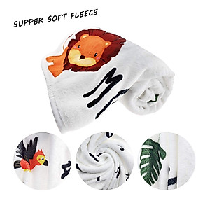 Baby Monthly Milestone Blanket Boy - Jungle Animals Neutral Newborn Month Blanket for Boy & Girl Personalized Shower Gift Safari Nursery Decor Photography Background Prop with Frame Large 51''x40''