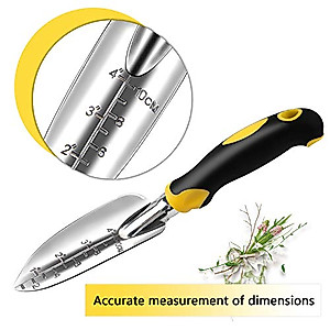 FEBSNOW Garden Tool Set - 5 Pieces Heavy Duty Gardening Hand Tools Kit Include Garden Trowel, Garden Rake, Spade Shovel, Weeder, Cultivator for Men, Women