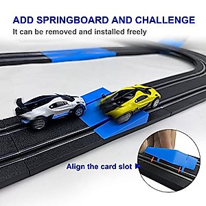 AGM MASETCH High Speed Series Tram Dual Track Set, 8.4m Electric Track with 3 Vehicles Slot car Racing, Comes with 2 Hand Controls and Track Parts and a Lap Counter