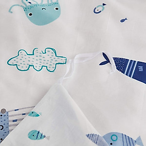 Brandream Kids Bedding Set Twin Size 100% Cotton Boy Girl Nautical Ocean Sea Life Children Duvet Cover Set (Comforter Not Included)