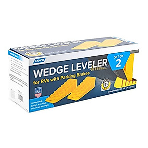 Camco Wedge RV Leveler, Set of 2 | Helps Your RV Appliances and Tanks Operate More Efficiently | Compatible with RVs with Parking Brakes | Yellow (44580)