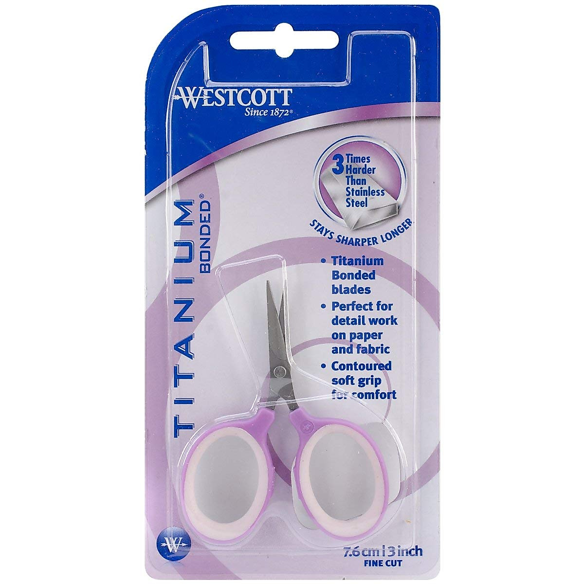 Westcott 15150 3" Titanium Bonded Straight Scissors, 3-Inch, White/Gray