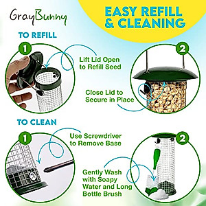 Premium Steel Sunflower Seed and Peanut Feeder, 9.5" Tall, Wild Bird Feeder for Woodpeckers, Titmice, Nuthatches, Chickadees, Jays and More, Gifts for Mom, for Women, Gifts for Dad