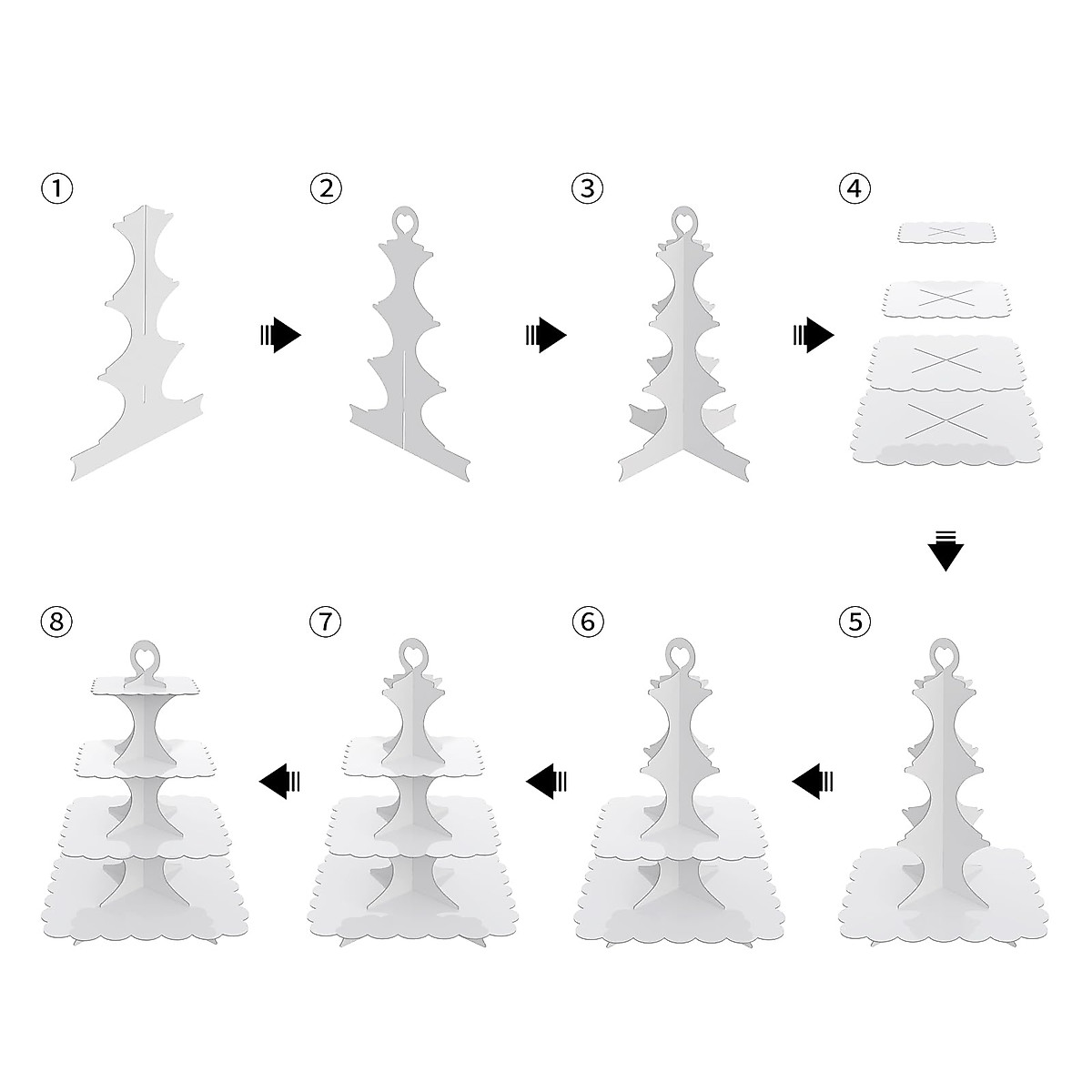 4-Tier Cardboard Cupcake Stand,2 Pack Cupcake Stand Tower, Cupcake Tower, White Cupcake Tier Stand,Square Cup Cake Stand Cardboard Dessert Cupcake Stand Holder for Parties, (White)