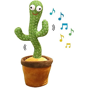 Dancing Cactus Toys 6 to 12 Months Mimicking Singing Repeating Recording Cactus 120 English Songs with LED, Plush Electric Speaking Cactus 15 Second Voice Recorder Toy