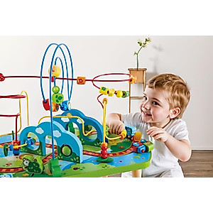 Hape Jungle Adventure Railway Table | Kids Bead Maze Puzzle Table with Accessories, African Scene Graphics, Child Sized Table for Individual and Group Play