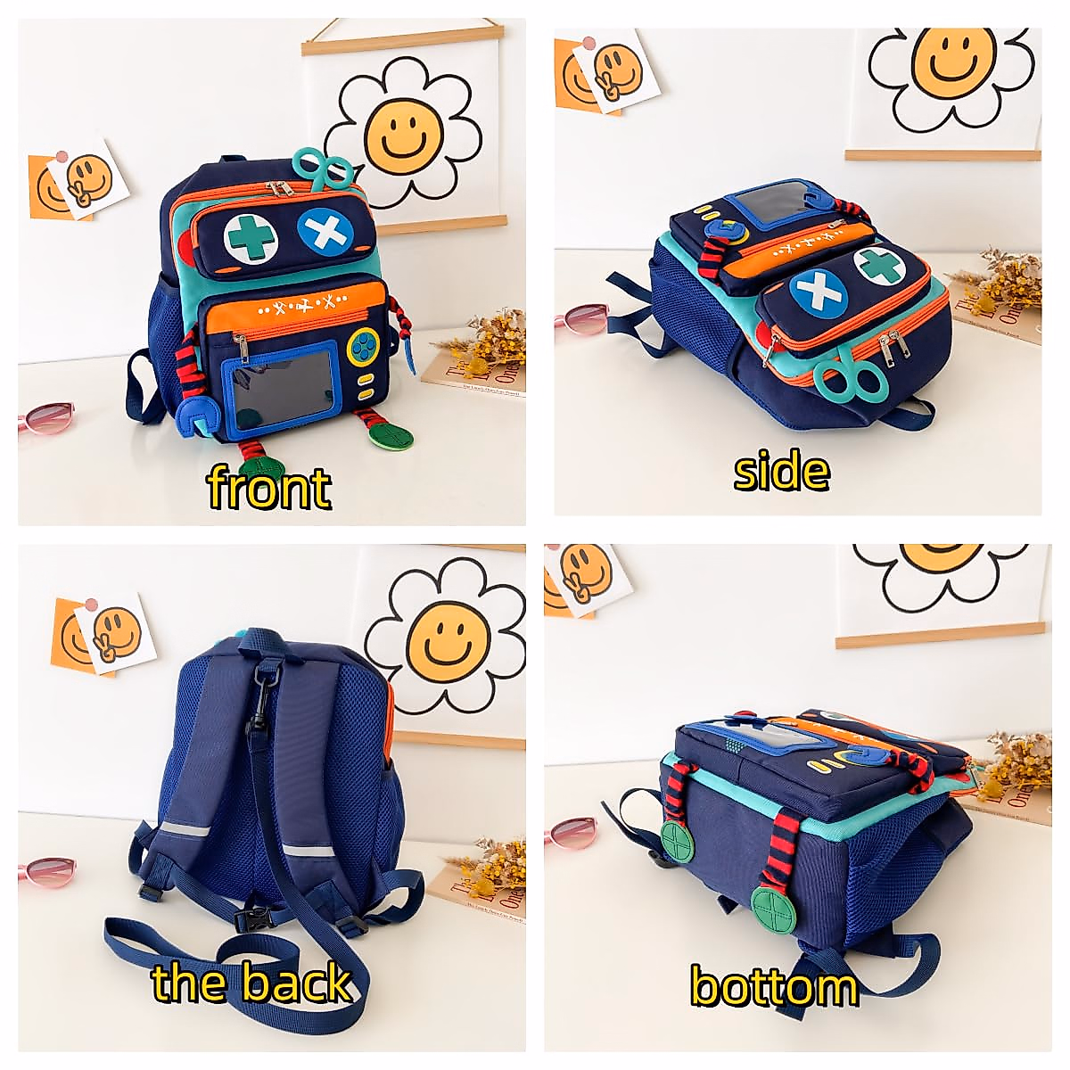 MAOYUAN BEAR Cute Robot Toddler Preschool Backpack, Schoolbag for boys，Suitable for kindergarten children (green)
