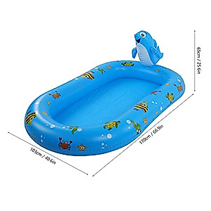 Inflatable Pool for Children Thick PVC Inflatable Swimming Pool Cute Fish Patterns Blow Up Kiddie Pool Sprinkler Summer Pool Toys for Outdoor Backyard, Garden 170 x 103 x 65cm