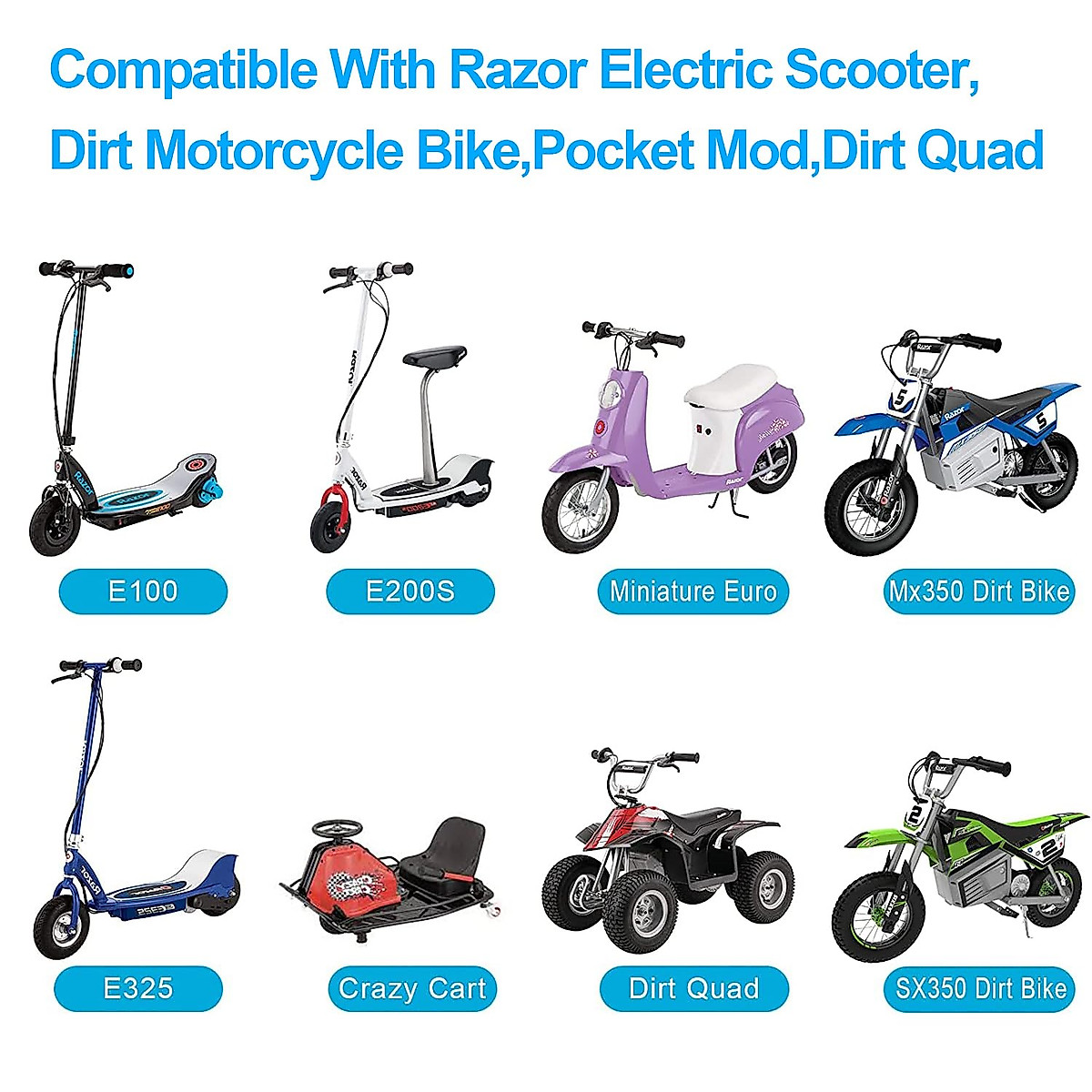 24V 1.5A Electric Scooter Charger for Razor Dirt Bike E200 E300 PR200 E100 MX350 Dirt Quad Pocket Mod Sports Mod Scooter Female 3-pin Inline Battery Adapter Power Charger Cord