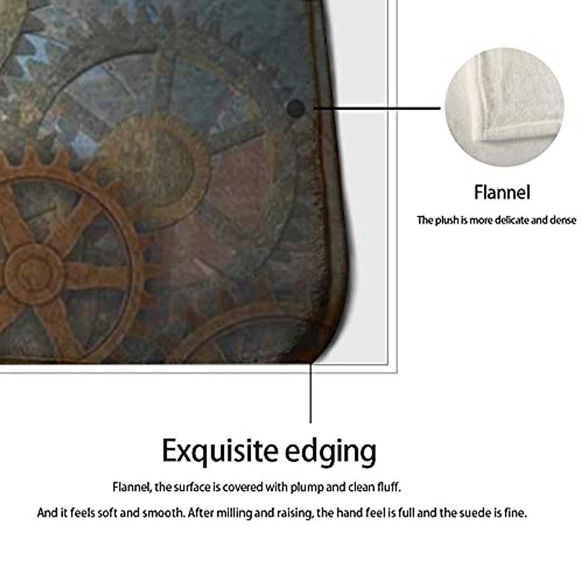 2 Pcs Kitchen Rug Set,Kitchen Mats,Rusty Steampunk Background with Clock & Different Kinds,Soft Washable Non-Slip Super Absorbent Floor Mat for Kitchen Bathroom Laundry, White