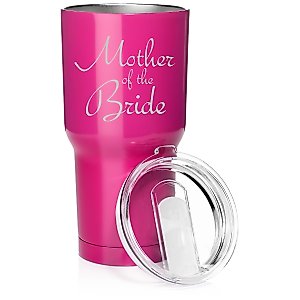 Smooth Body Tumbler Stainless Steel Vacuum Insulated Travel Mug Cup Gift Mother Of The Bride (Hot Pink, 30 oz)