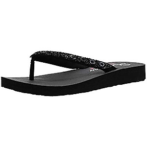 Skechers Women's Meditation-Daisy Delight Sport Sandal Black/Black 8 Wide