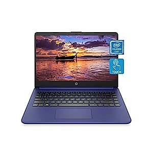 HP 14 Laptop, Intel Celeron N4020, 4 GB RAM, 64 GB Storage, 14-inch HD Touchscreen, Windows 10 Home, Thin & Portable, 4K Graphics, One Year of Microsoft 365 (14-dq0050nr, 2021, Indigo Blue)