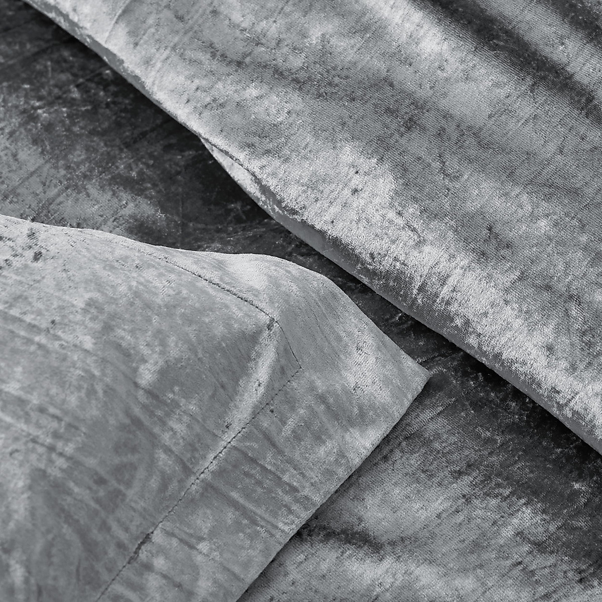 Bedsure Velvet Duvet Cover Set - Luxurious, Glossy King Size Duvet Cover Set, Grey Duvet Cover King Size with 2 Pillow Shams (Silver Grey, King, 104 x 90 inches)