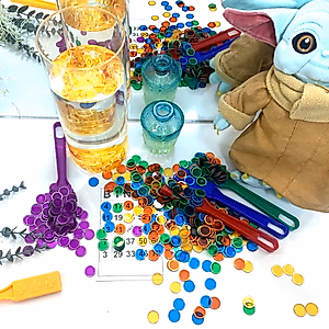 Magnetic Wands and Bingo Chips Set Magnet Wand wtih 100pcs Metal Ringed Discs for Kids School Science STEM Kit Math Learning Accessories(Purple)