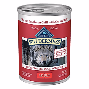 Blue Buffalo Wilderness High Protein Natural Adult Wet Dog Food Plus Wholesome Grains, Chicken & Salmon Grill 12.5-oz Cans (Pack of 12)