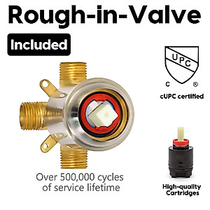 Vantency Black Tub Shower Faucet Set with Valve, Black Shower Head and Handle Set with 6 Inch Rain Shower, Tub and Shower Faucet Combo