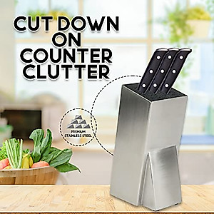 Mantello Modern Stainless Steel Universal Knife Block Knife Holder Storage Organizer